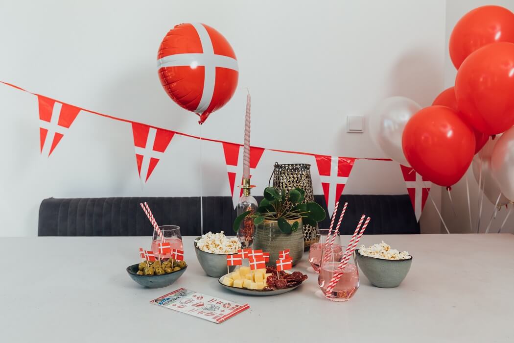 Vimpel flag guirlande med Dannebrog til festlige lejligheder
